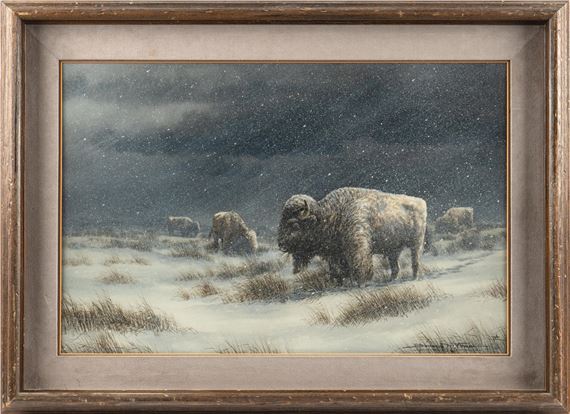 Donald M. Yena | Buffalo in Snowstorm (1976) | MutualArt