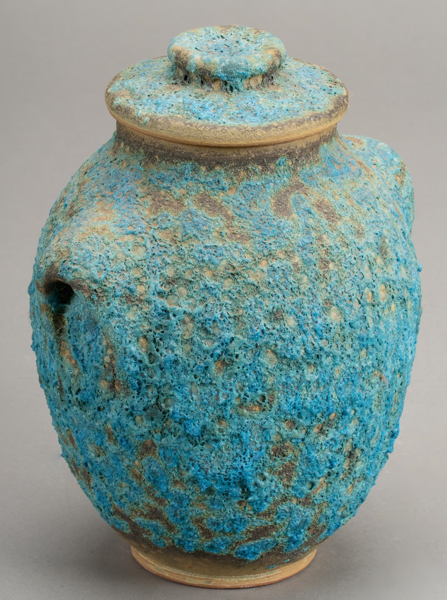 Harding Black | Turquoise Lava Glaze Handled Urn (1980) | MutualArt