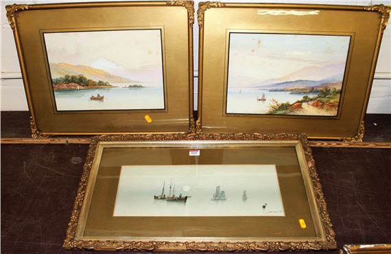 J. Wilson | Sailing vessels at sunrise | MutualArt