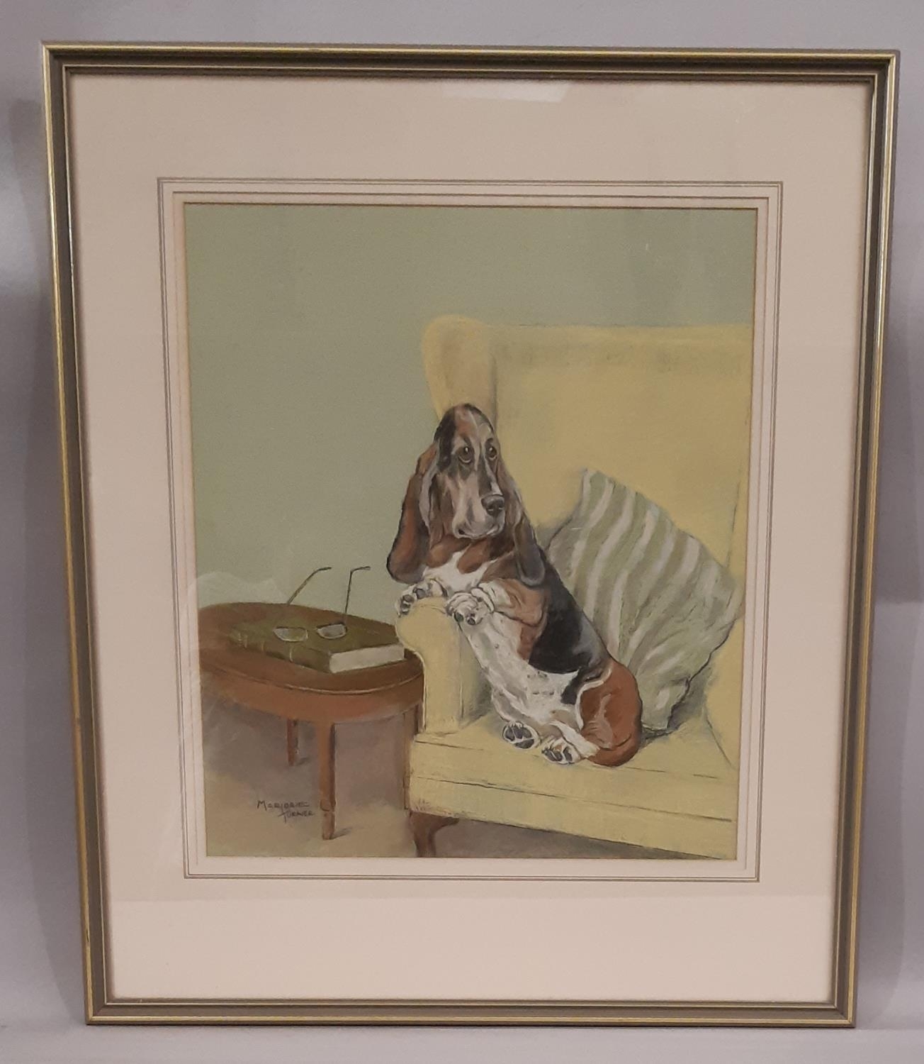 Marjorie Turner | - Basset Hound on the Armchair (20th Century) | MutualArt