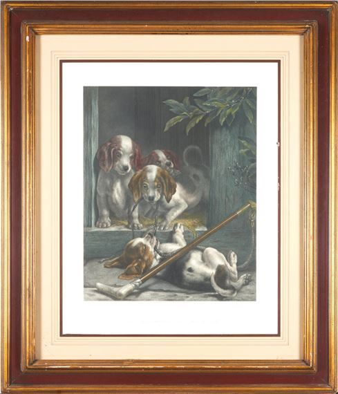 Samuel John Carter | Young foxes in a hollow tree (1873) | MutualArt