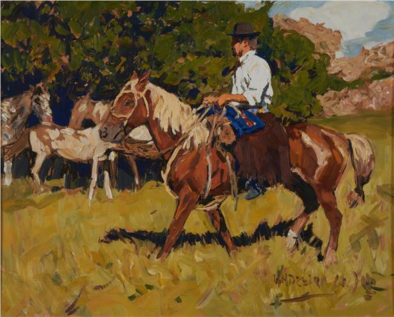 American School, 20th Century | Cowboy in Pasture | MutualArt