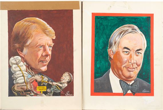 Vic Johnson | Set of four political cartoons (1976) | MutualArt