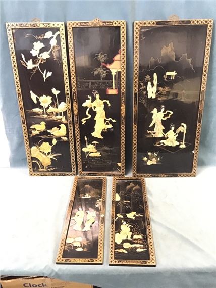 Japanese School | Five Japanese lacquer panels | MutualArt