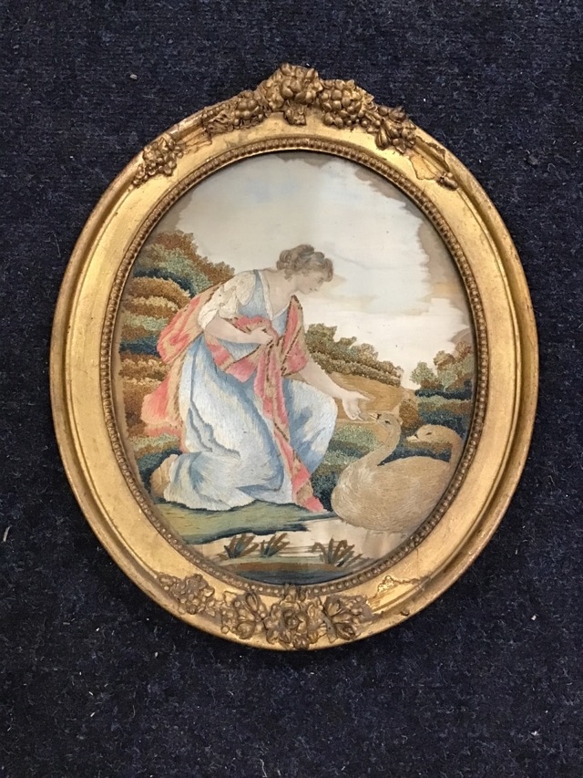 Angelica Kauffmann | A Georgian oval silkwork picture of a classical ...