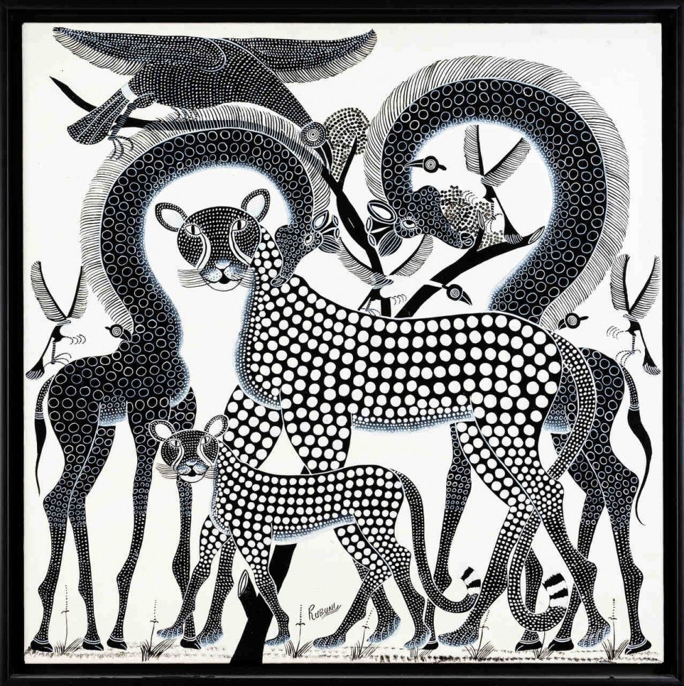 Rashidi Rubuni | Wild animals on white (2010) | MutualArt