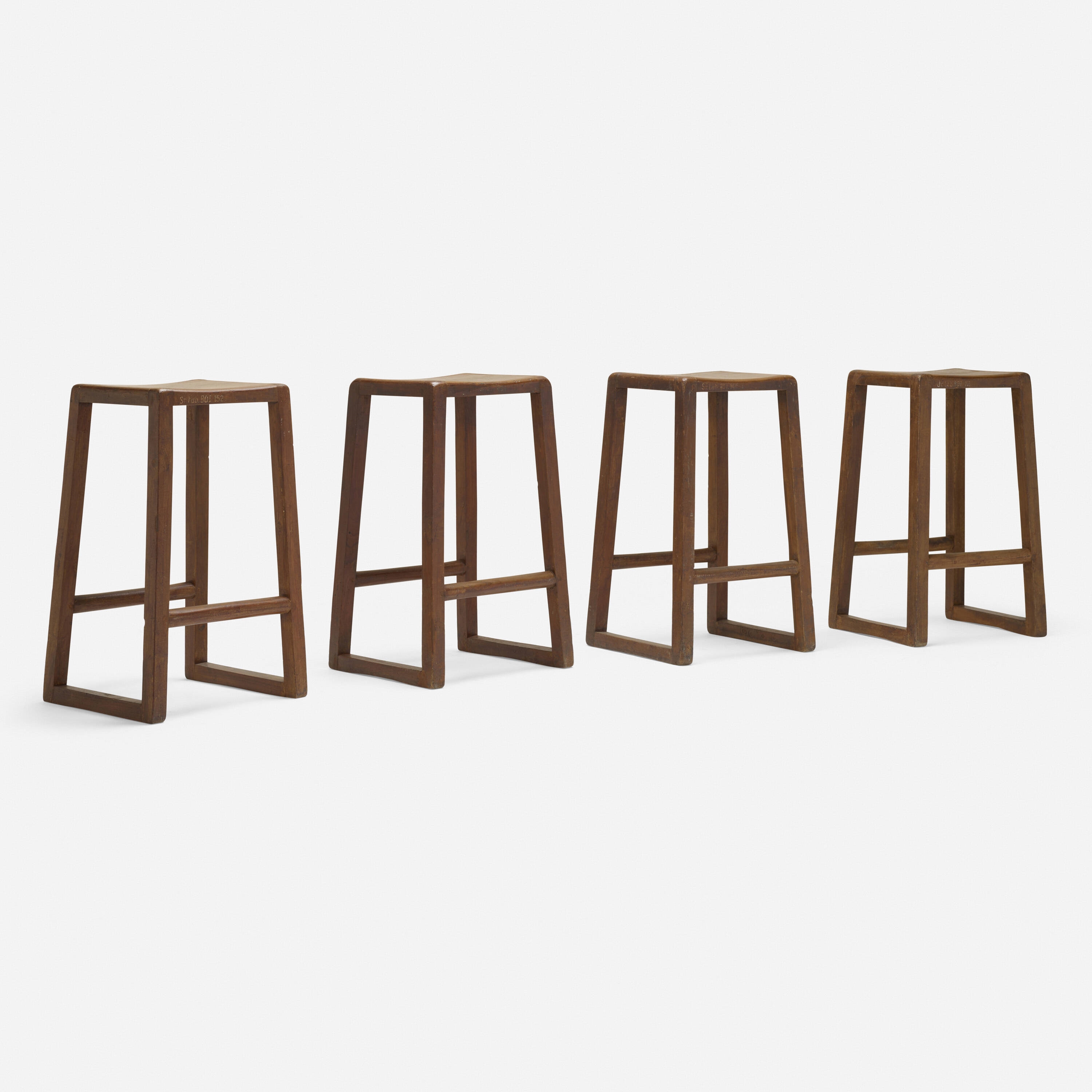 Pierre Jeanneret | Stools from Punjab University, Chandigarh, set of ...