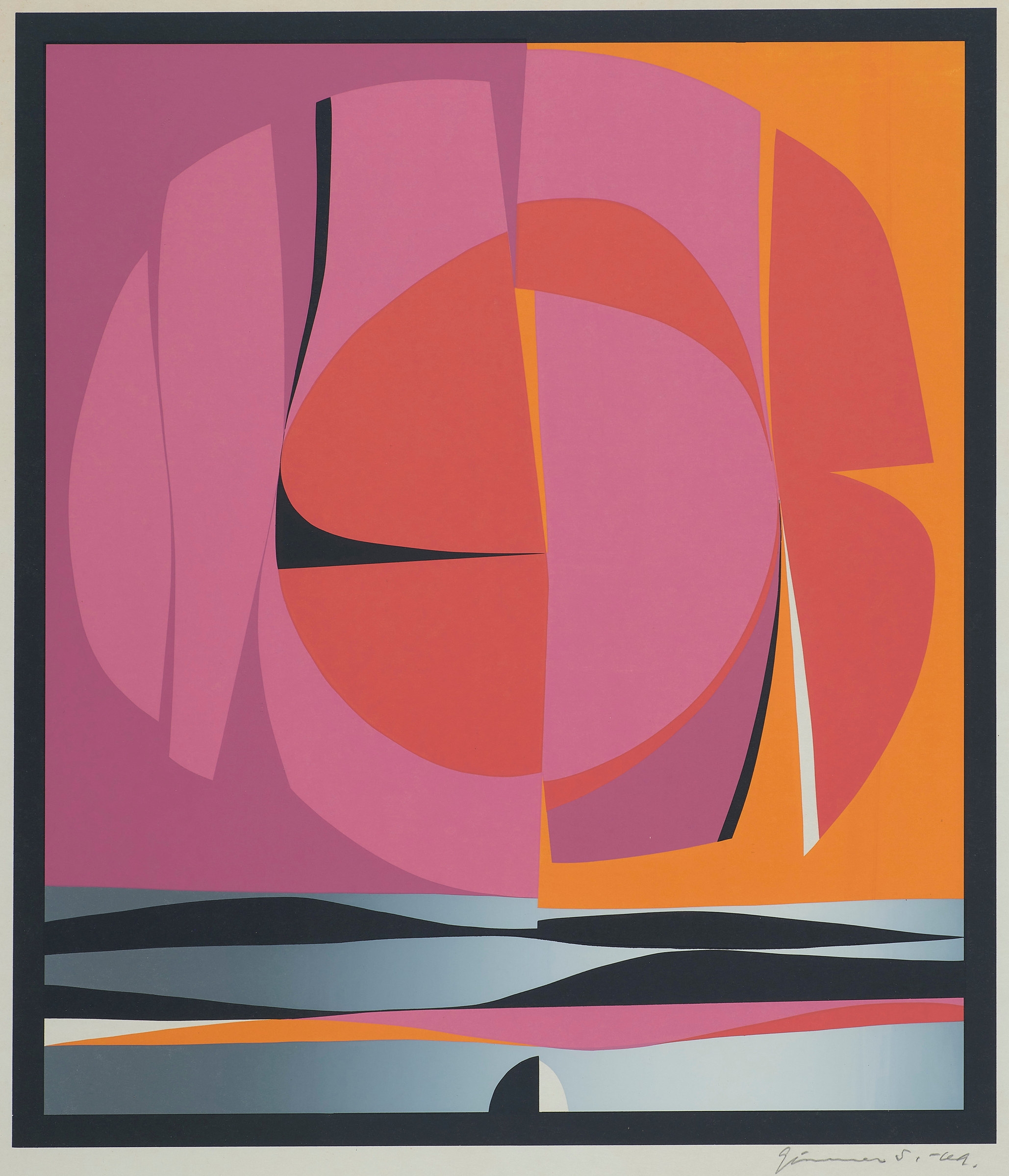 Gunnar S. Gundersen | Komposisjon i rosa og orange (1969) | MutualArt