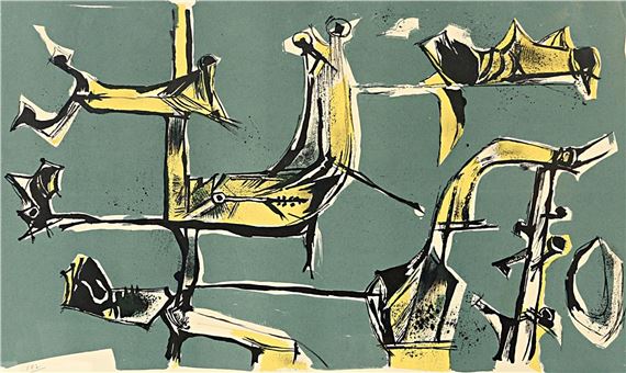 Endre Nemes | Abstraktní kompozice v zelené | MutualArt