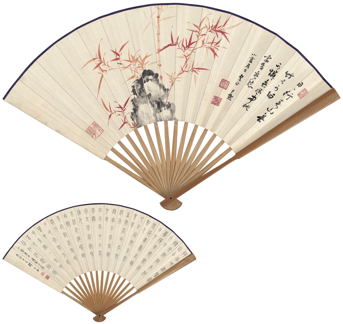 Shen Yinmo | RED BAMBOO · POEM IN SEAL SCRIPT | MutualArt