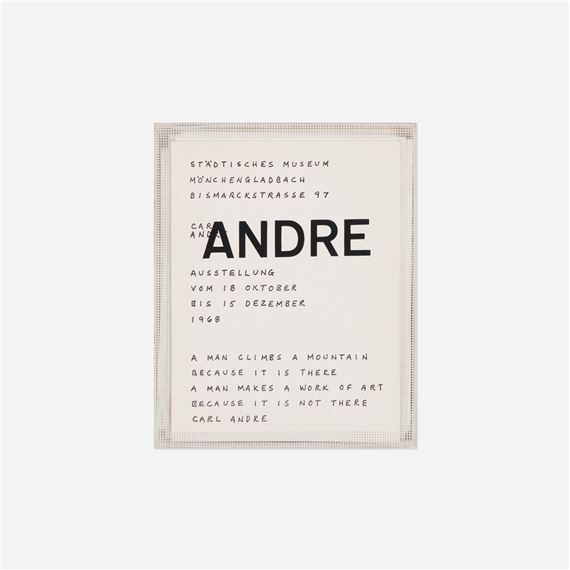 Carl Andre | Andre (exhibition catalog) (1968) | MutualArt