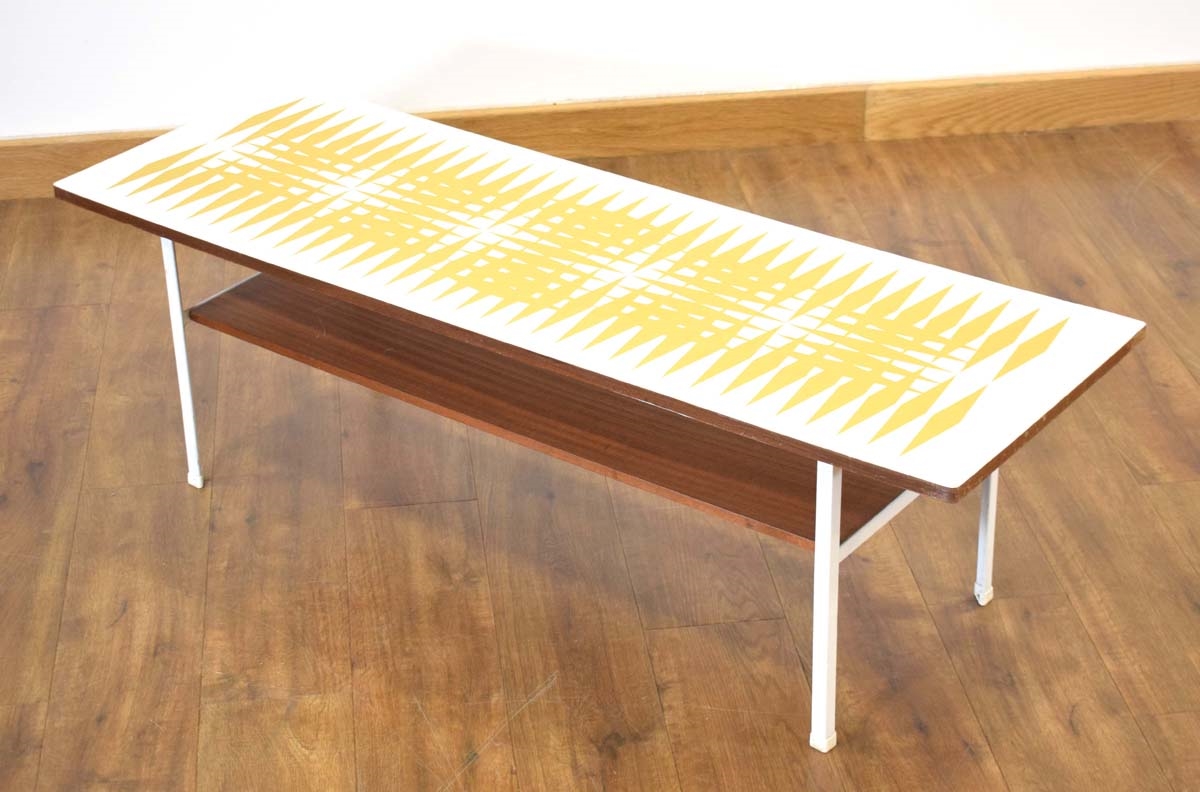 Terence Conran | white metal and teak two-tier occasional table with a ...