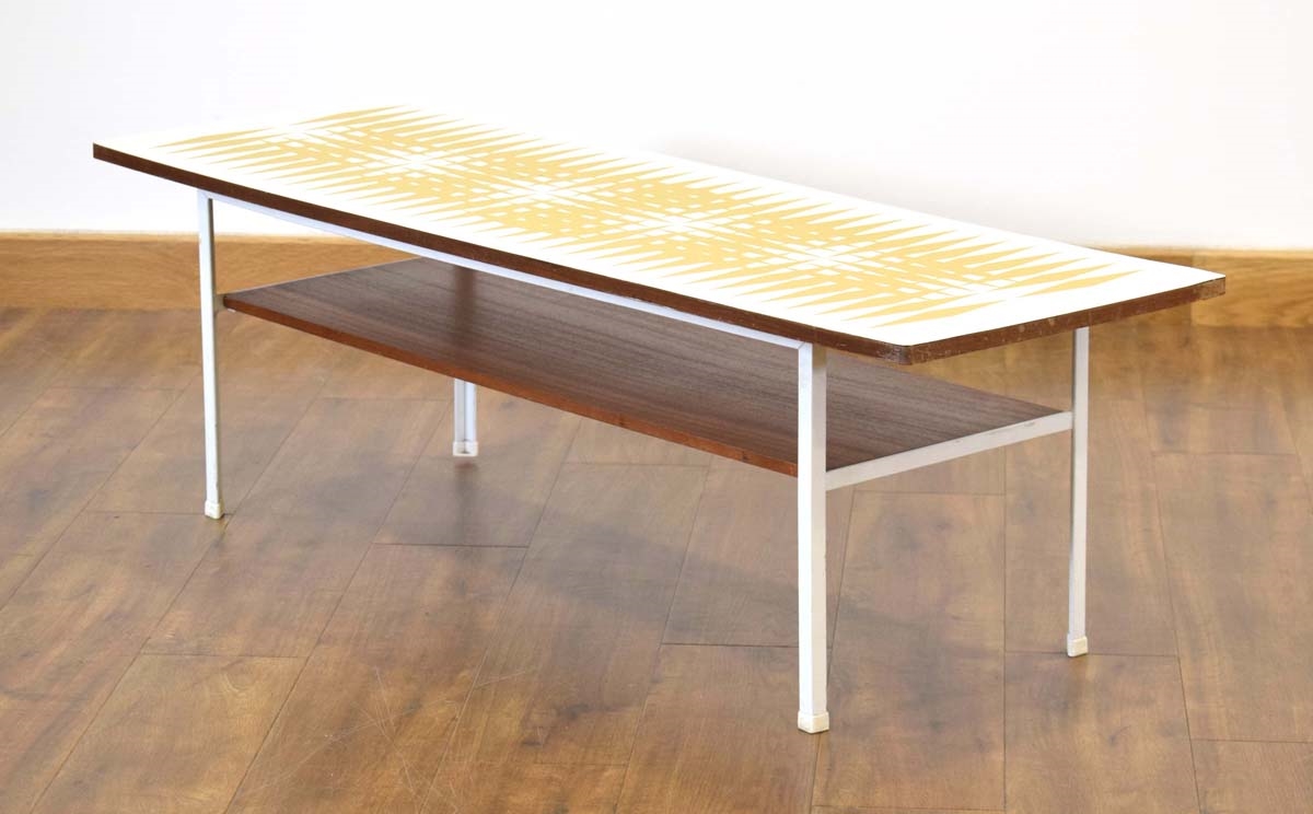 Terence Conran | white metal and teak two-tier occasional table with a ...