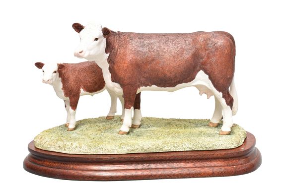 Ray Ayres | Border Fine Arts 'Hereford Cow and Calf' | MutualArt