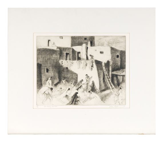 Alice Gene Kloss | Corn Husking, Taos Pueblo | MutualArt