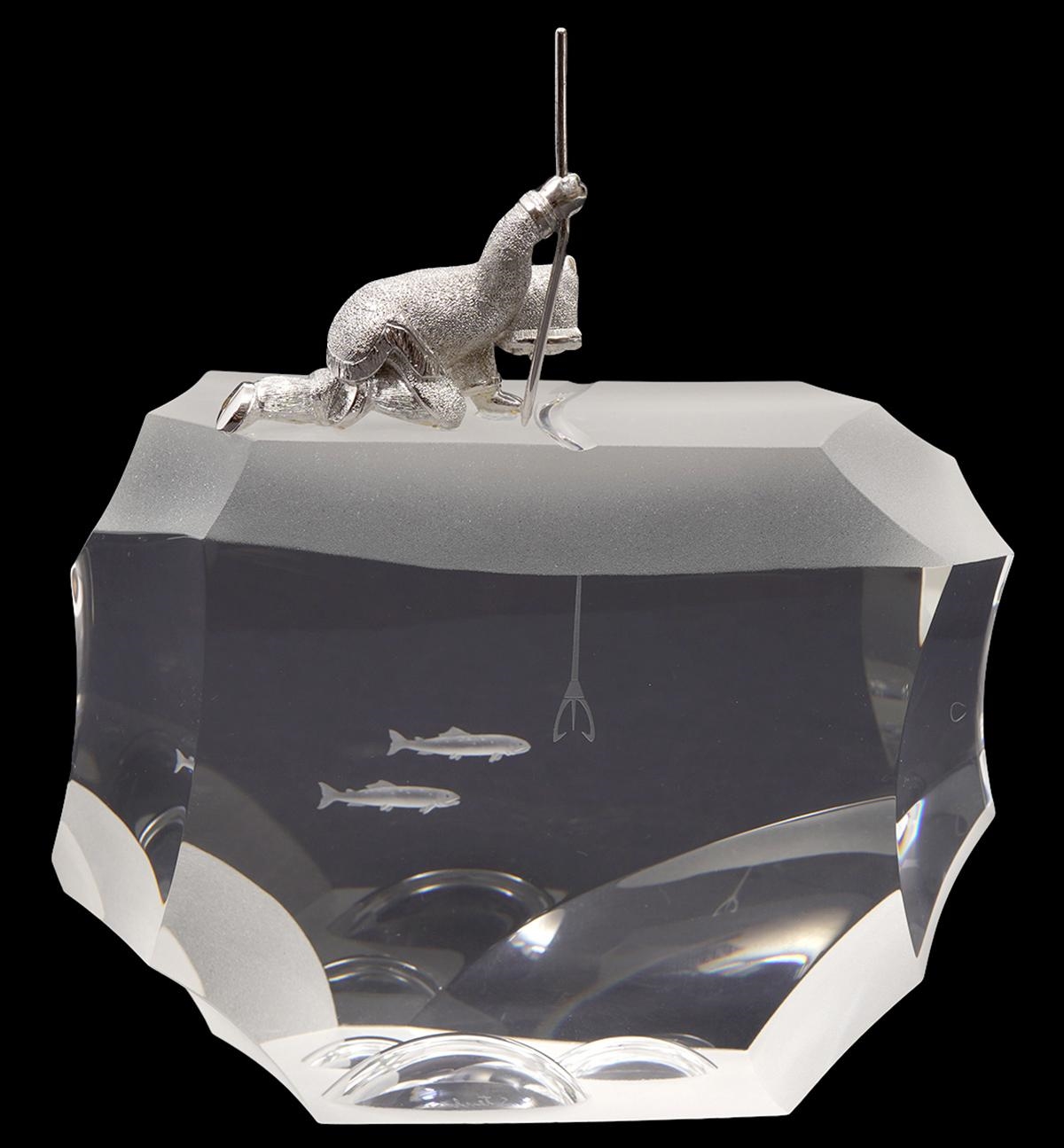 Steuben Glass | Steuben 'Ice Fisherman' Silver and Glass Sculpture ...