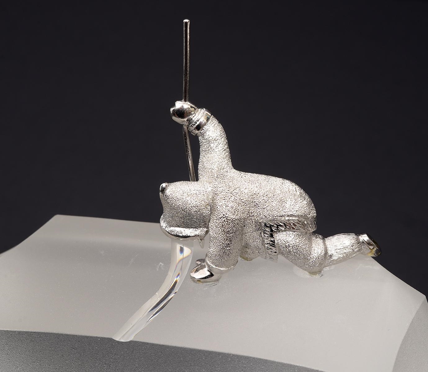 Steuben Glass | Steuben 'Ice Fisherman' Silver and Glass Sculpture ...