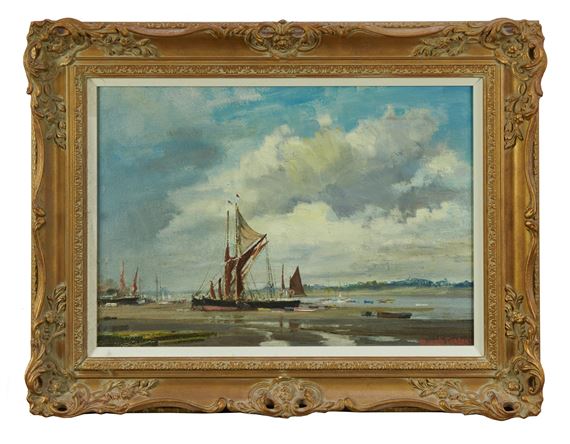 Kenneth Denton | Barges drying sails, Pinmill | MutualArt