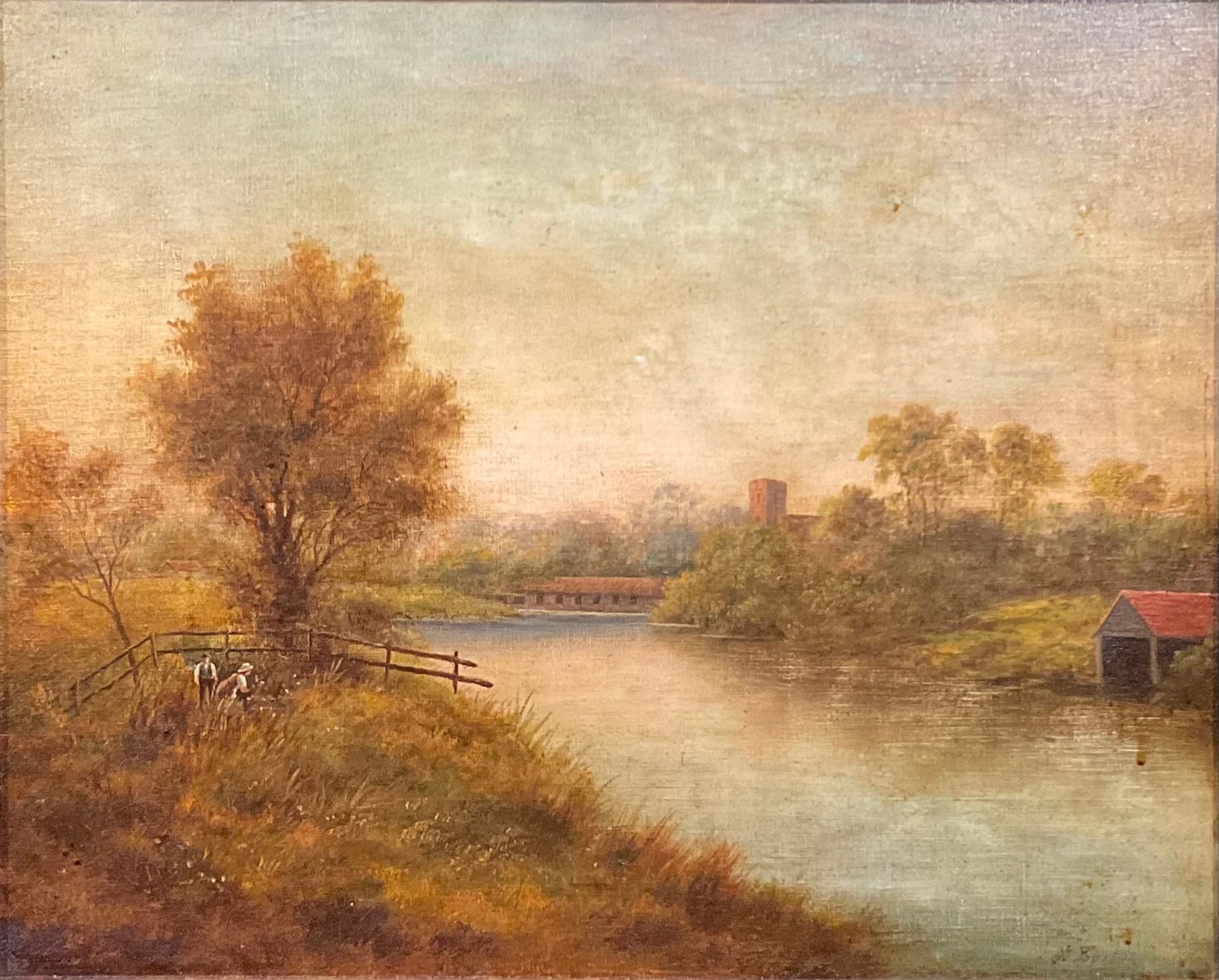 H. Burton | River Landscape with Figures | MutualArt