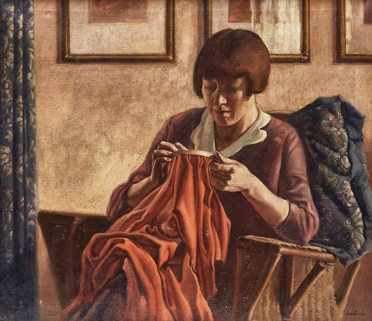 Lawrence Arthur Colley Panton | Lady Crocheting | MutualArt