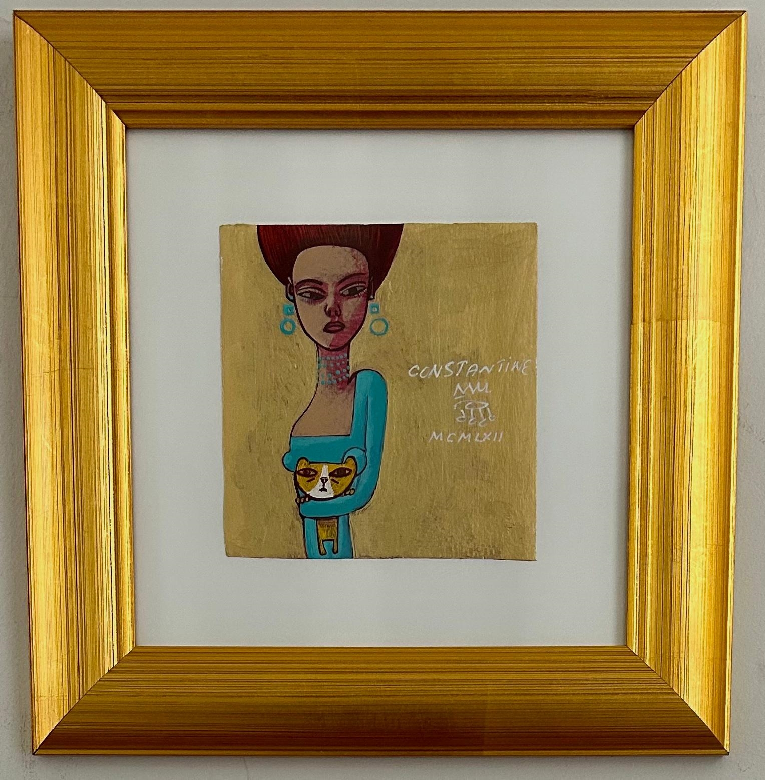 Constantine Popov | The Lady in Blue Dress With Cat | MutualArt