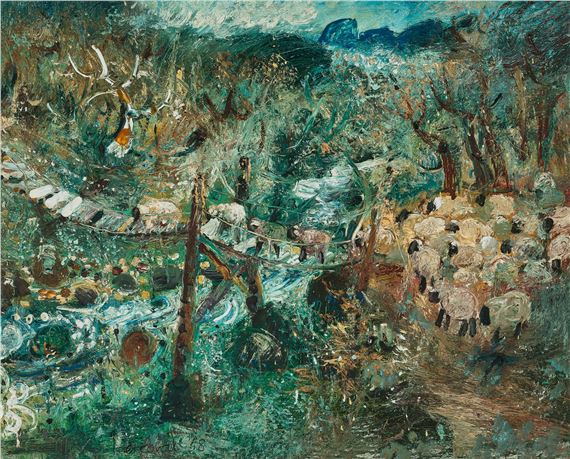 John Perceval | LANDSCAPE WITH SHEEP (1958) | MutualArt