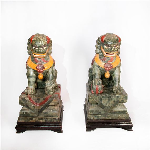 Chinese School | Male and female foo dogs | MutualArt