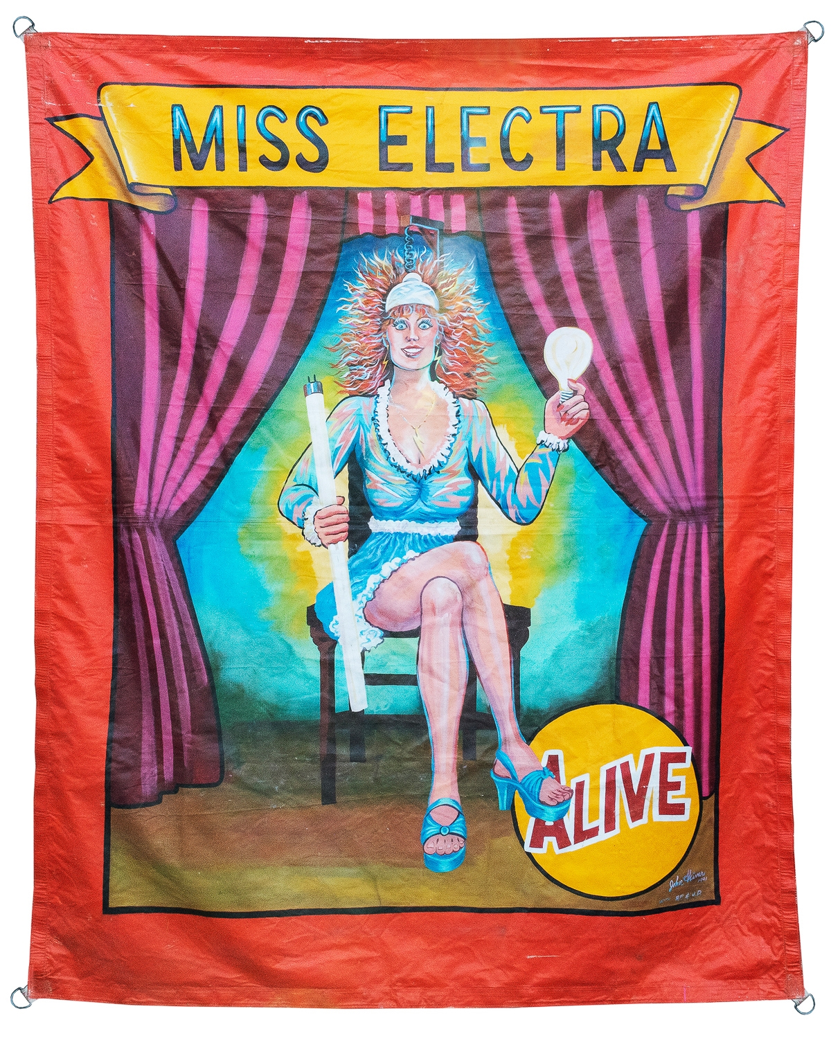 John Hiner | Rubber Girl Alive sideshow banner (1991) | MutualArt