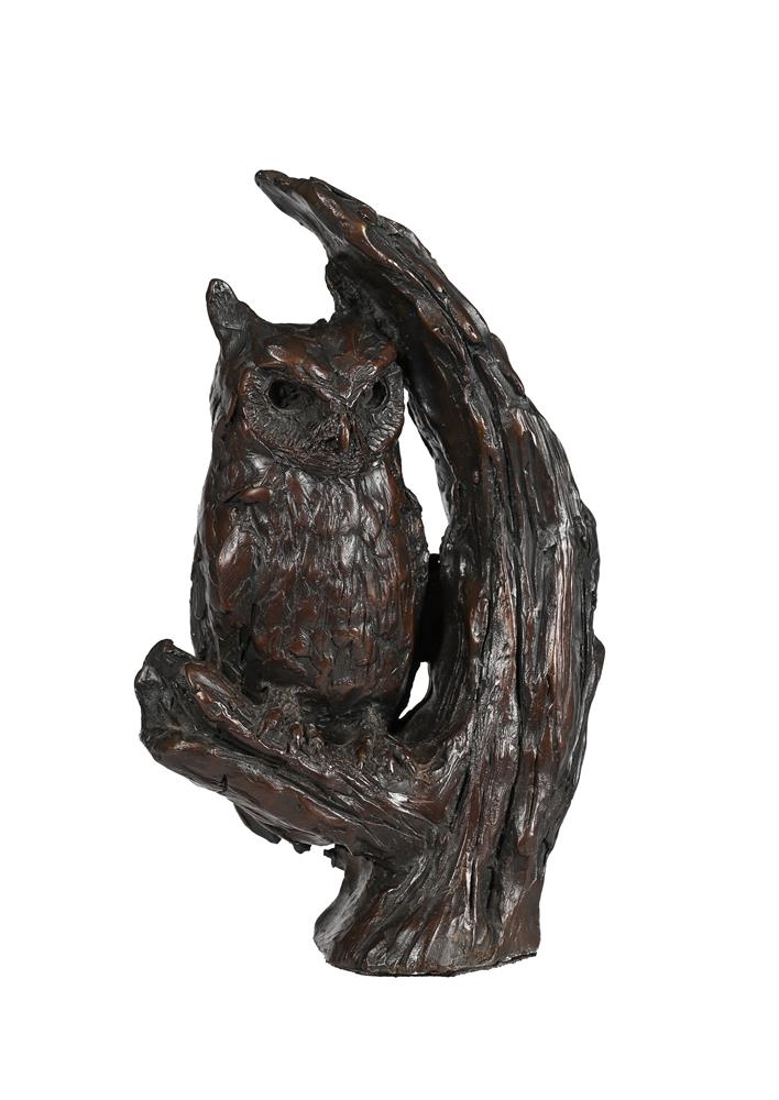 Bruce Little | A BRONZE MODEL OF A SPOTTED EAGLE OWL | MutualArt