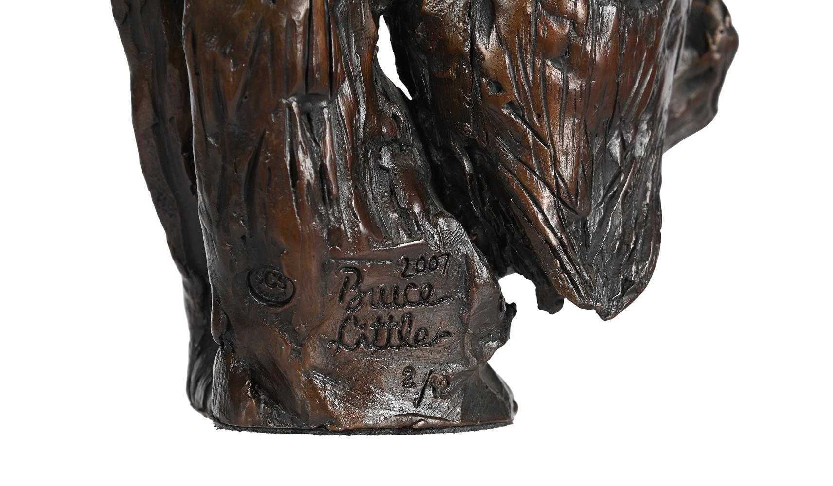 Bruce Little | A BRONZE MODEL OF A SPOTTED EAGLE OWL | MutualArt