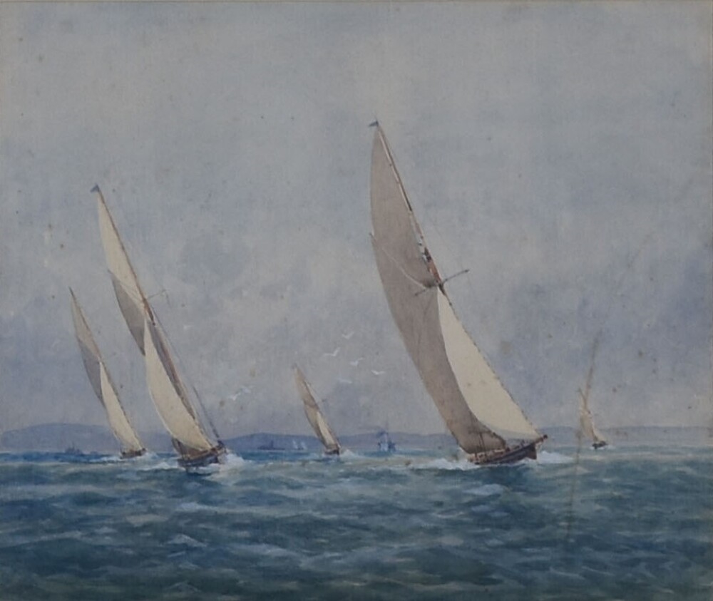 Frederick James Elliot | Clippers Off Sydney Heads c1900 | MutualArt
