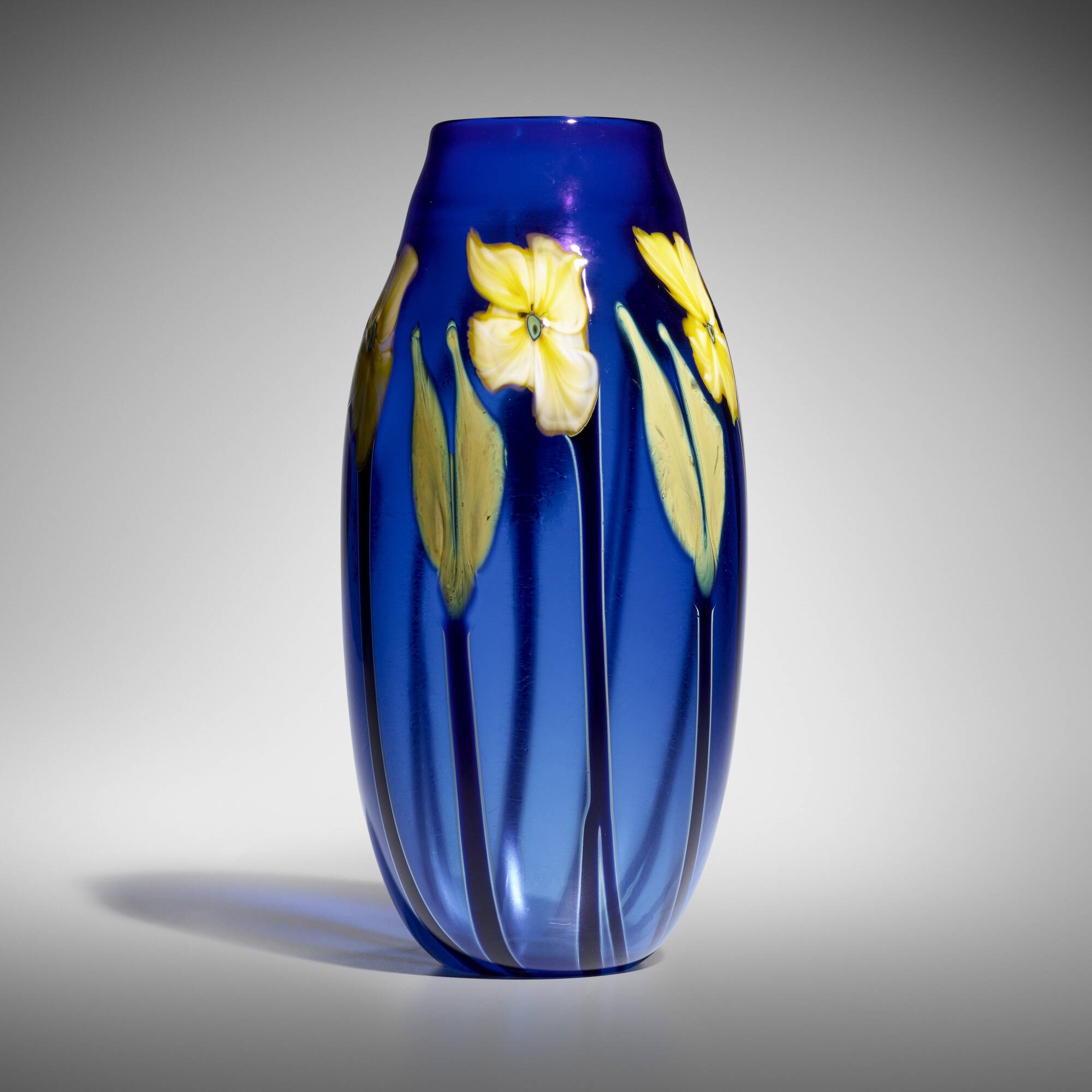 Charles Lotton | Yellow Multi Flora vase on cobalt ground (1990 ...