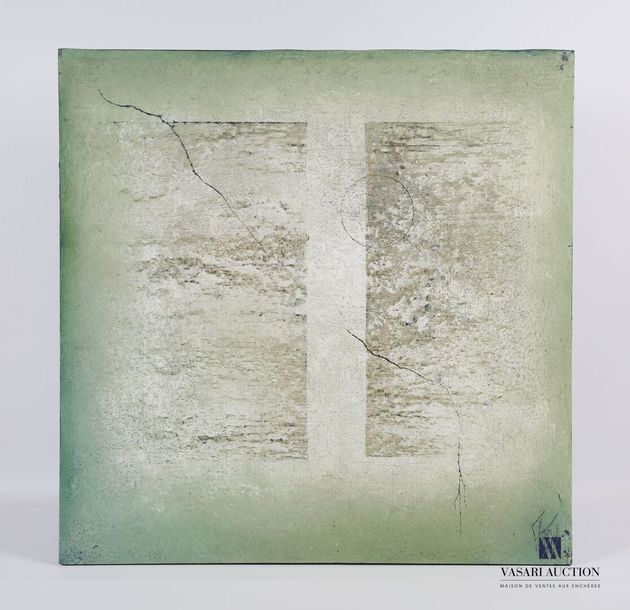 Max Mitau | Abstract composition with craquelure on gray background ...