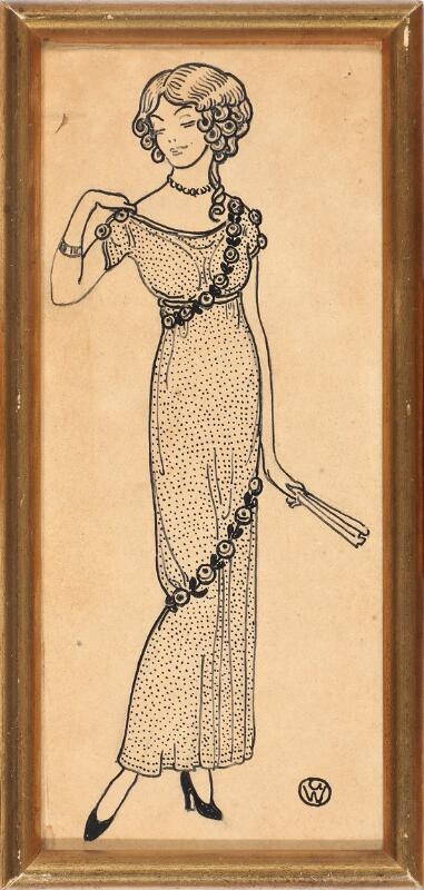 Gerda Wegener | Woman in a dotted dress with a fan | MutualArt