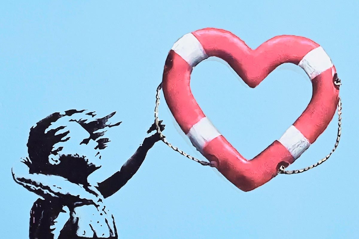 Banksy | Girl with the Heart Shaped Float | MutualArt
