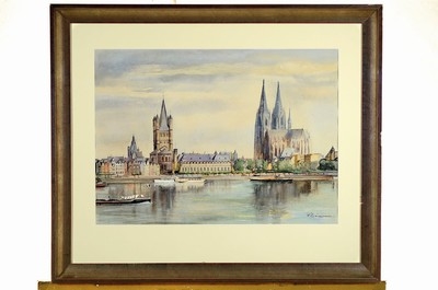 Hans Neumann | view over the Rhine on Cologne | MutualArt