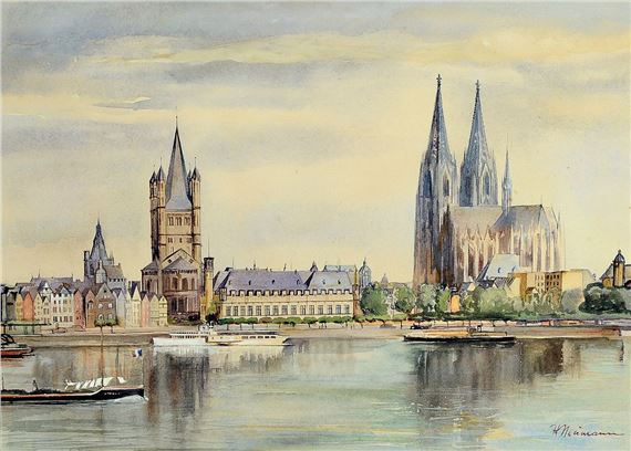 Hans Neumann | view over the Rhine on Cologne | MutualArt