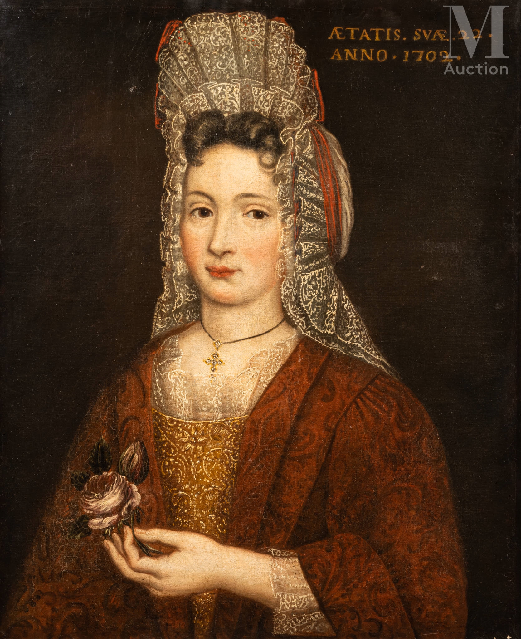 French School, 18th Century | Portrait de femme au bonnet à la fontange ...