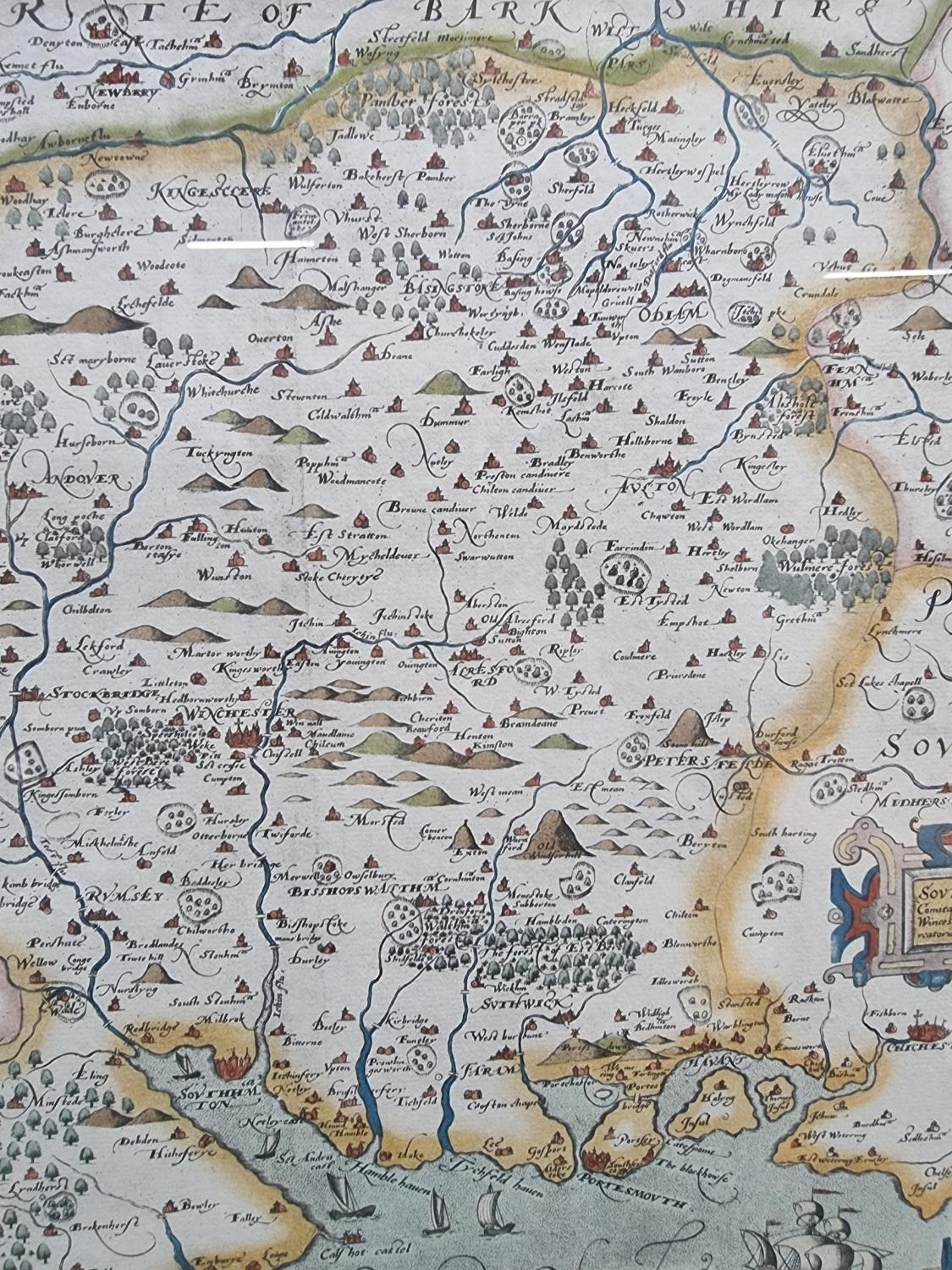 Christopher Saxton | An antique hand coloured map of Southamptoniae ...