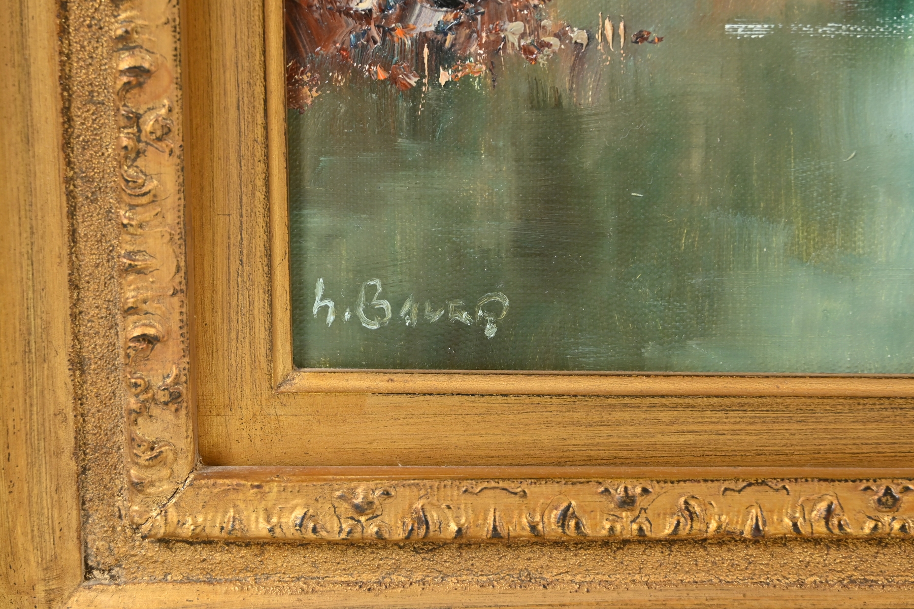 Willi Bauer | Nocturnal landscape with stream and figures; Pastoral ...