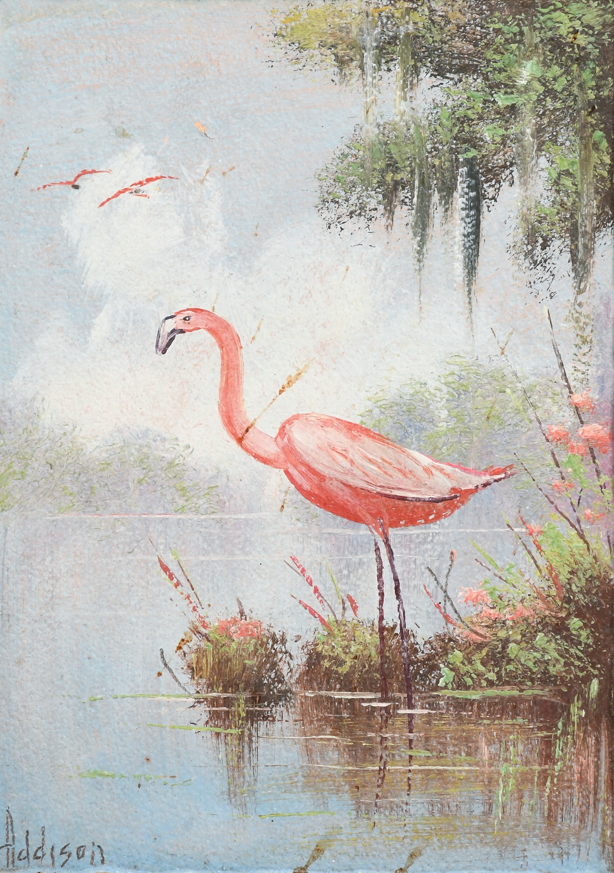 Walter Addison | Florida Lagoon with Flamingo, (1876) | MutualArt