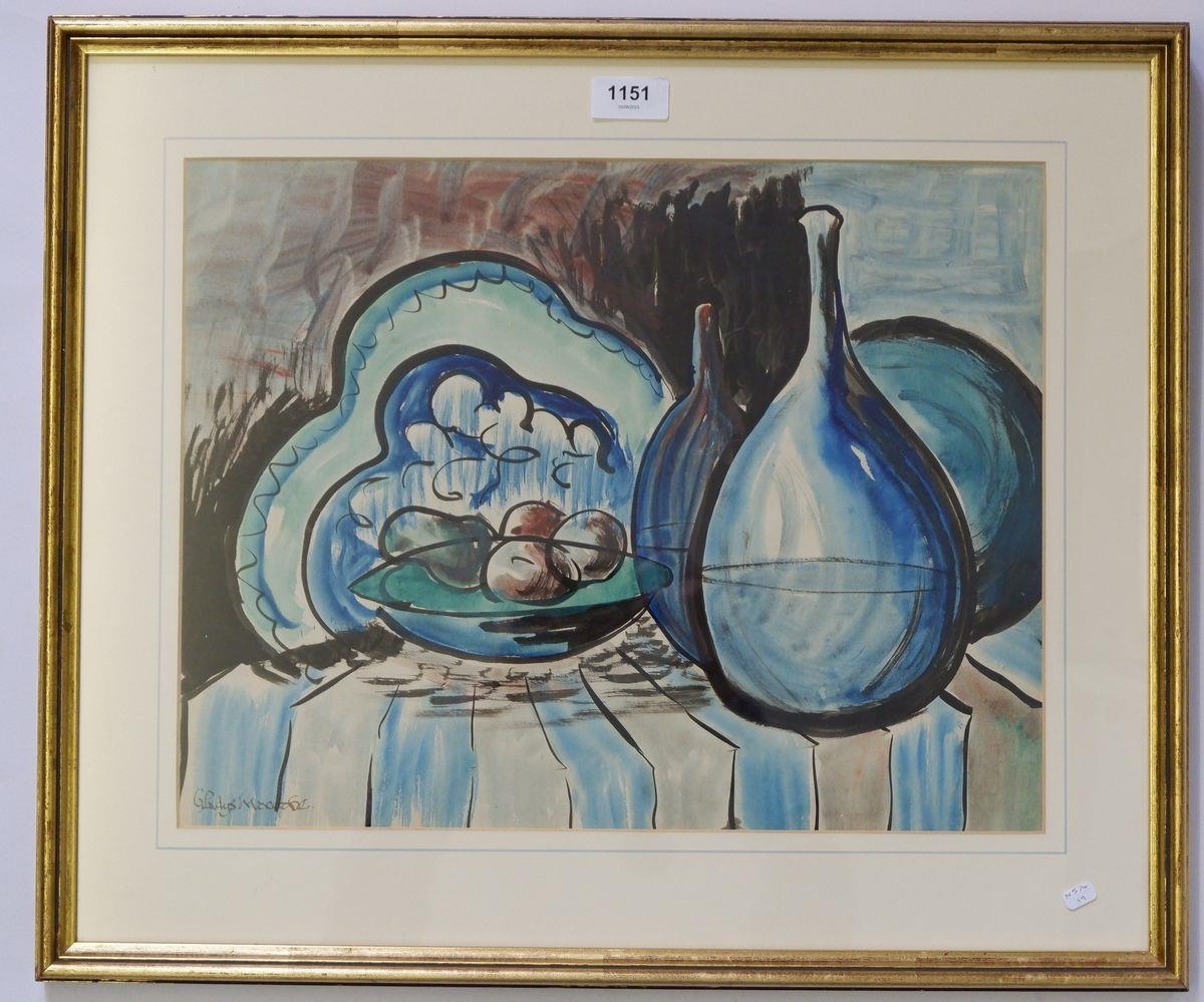 Gladys MacCabe | Still life with fruit and bottle | MutualArt