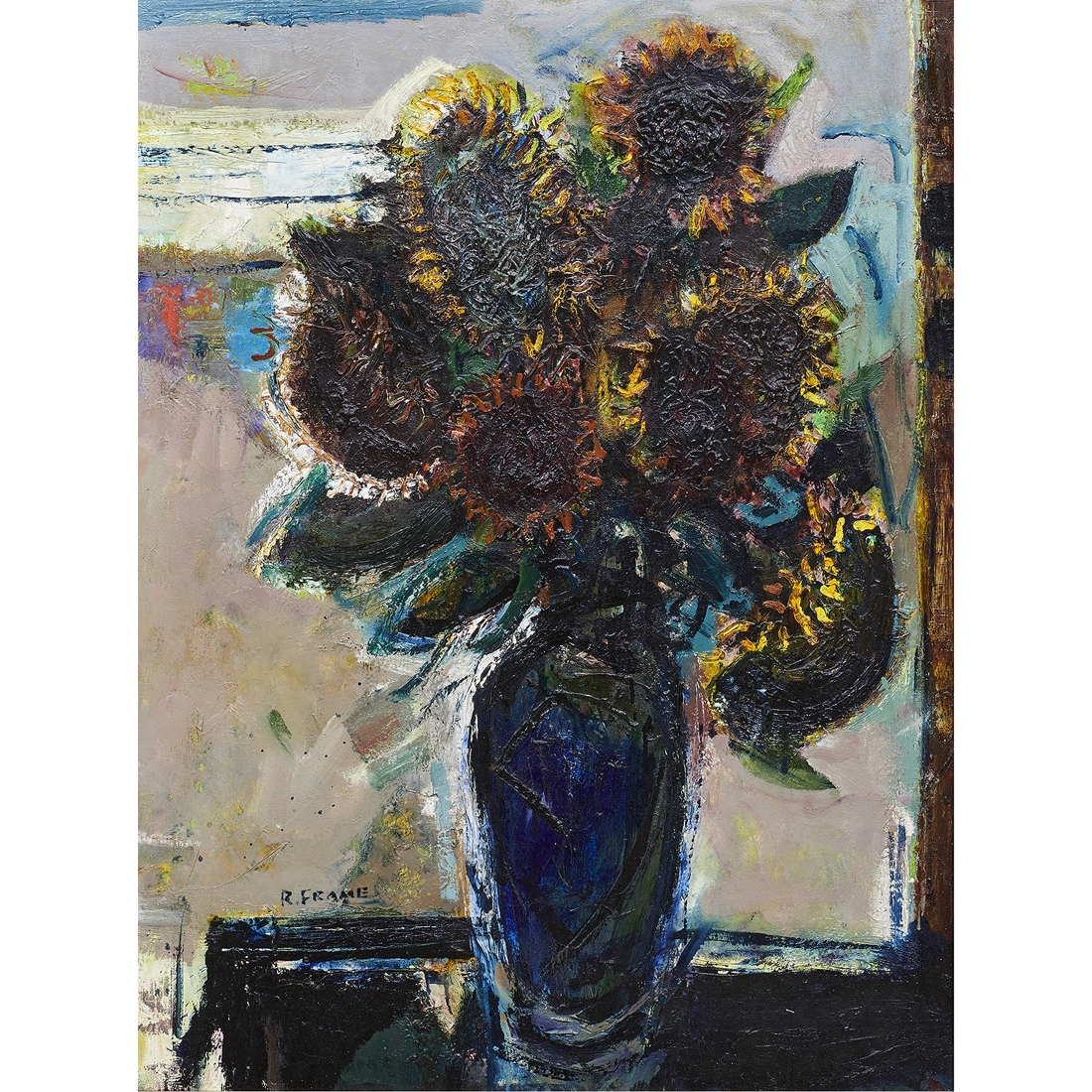 Robert Frame | Sunflowers in Yellow Room | MutualArt