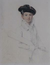 William Patten | Portrait of a boy with cricket bat (1833) | MutualArt