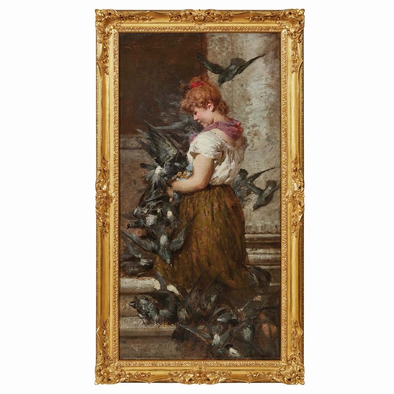 Egisto Lancerotto | PEASANT AND PIGEONS | MutualArt