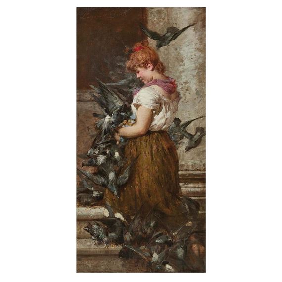 Egisto Lancerotto | PEASANT AND PIGEONS | MutualArt