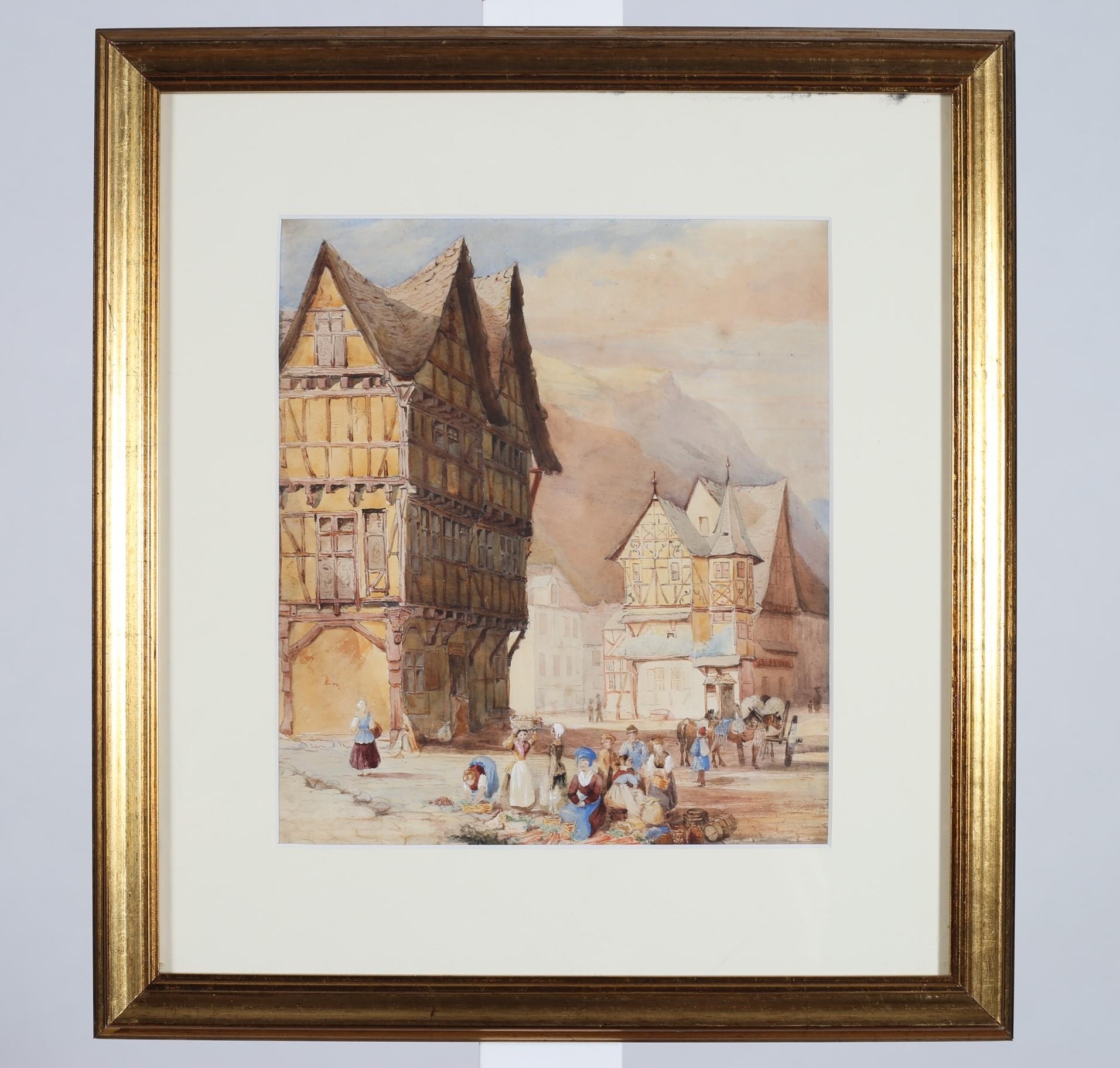 Samuel Prout | Town Square with Figures | MutualArt