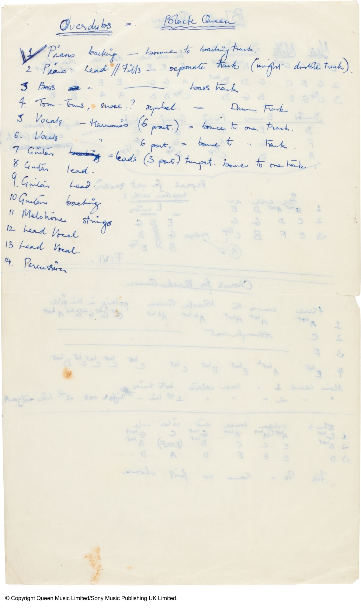 Freddie Mercury | Autograph manuscripts lyrics of songs for the album ...