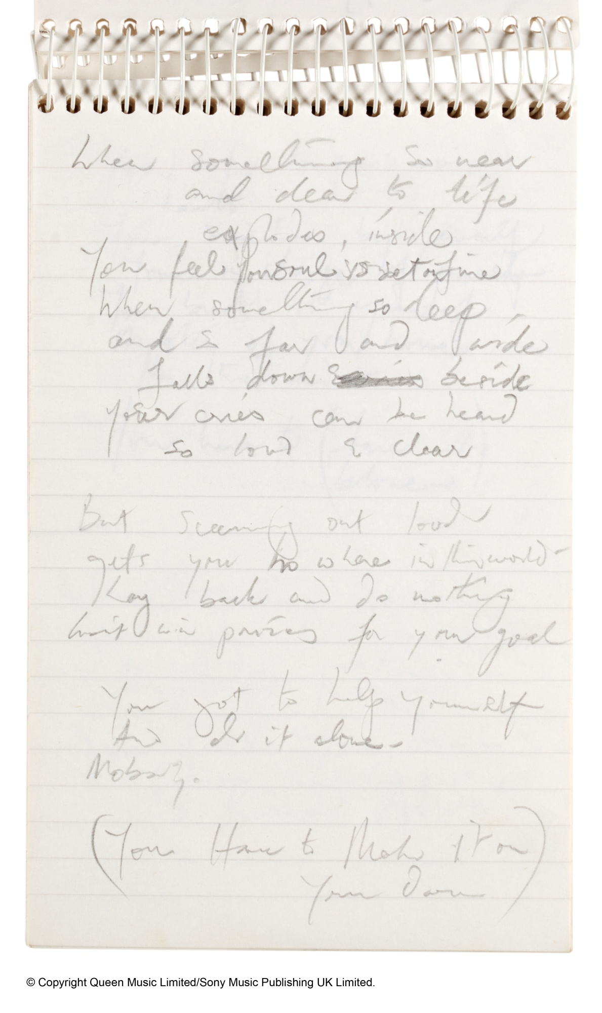 Freddie Mercury | Notebook containing autograph manuscript lyrics of ...
