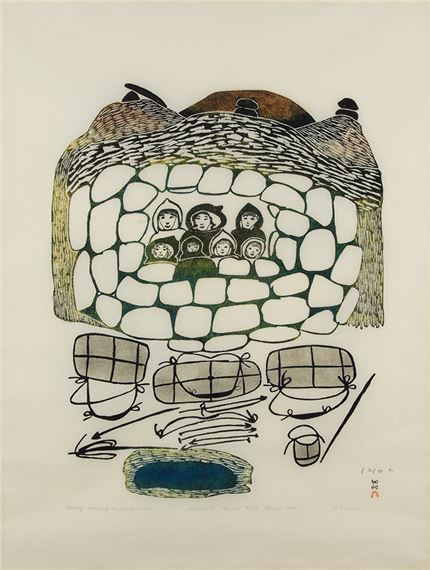 Pitseolak Ashoona | Family Camping in Tuniq Ruins (1976) | MutualArt